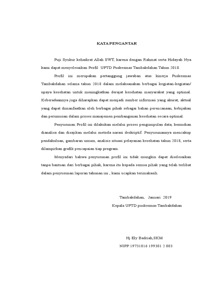 Kata Pengantar Profil | PDF