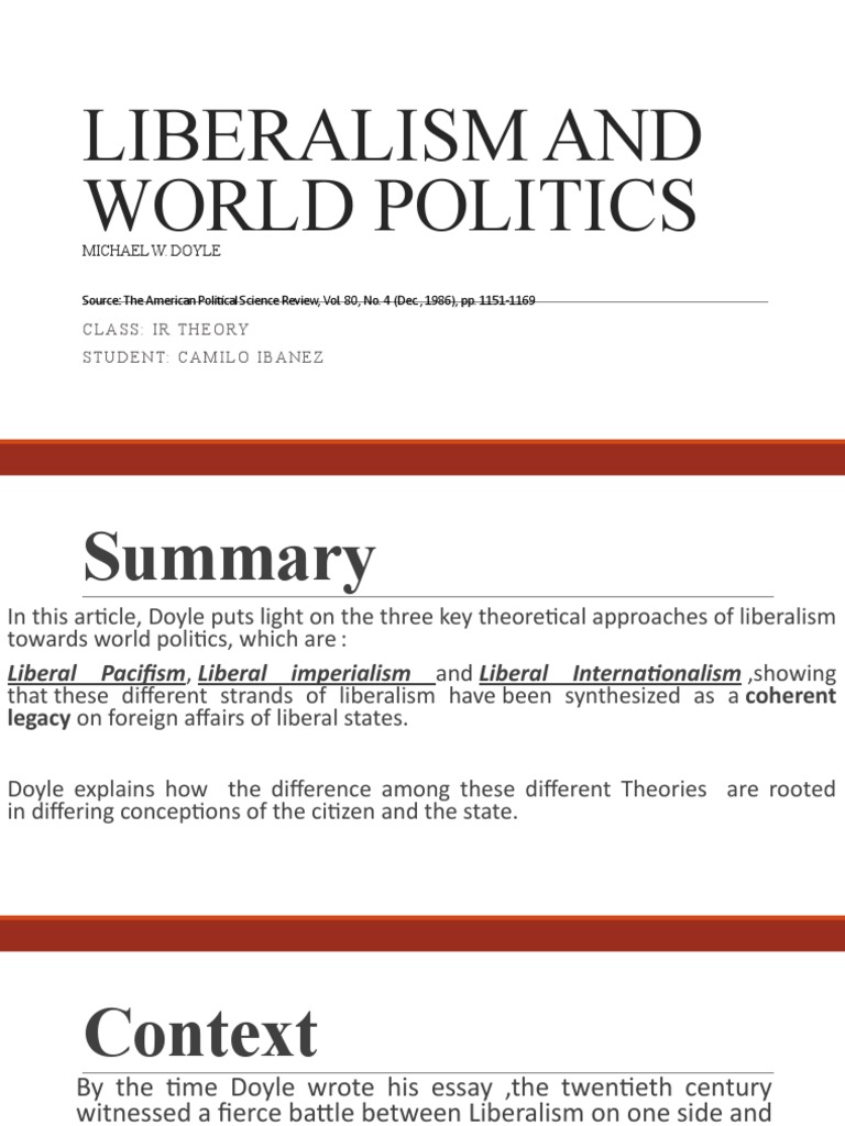 Liberalism and World Politics | PDF | Liberalism | Pacifism