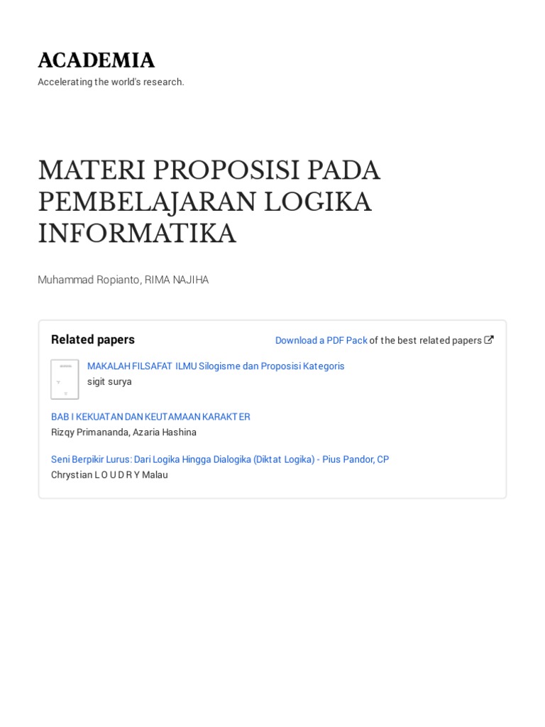 Jurnal Logika Proposisi | PDF
