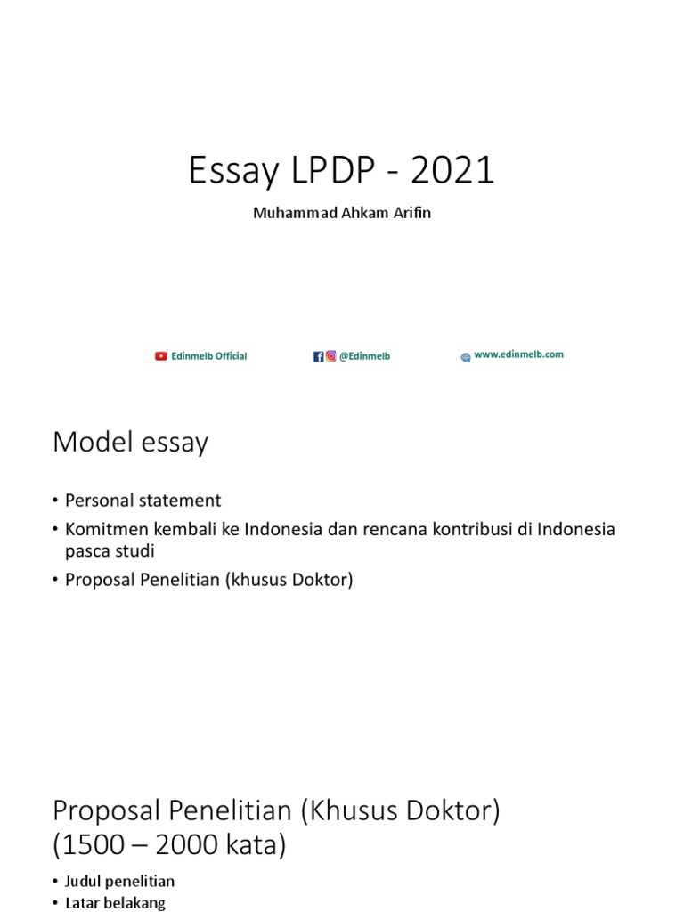 Essay LPDP 2021 | PDF