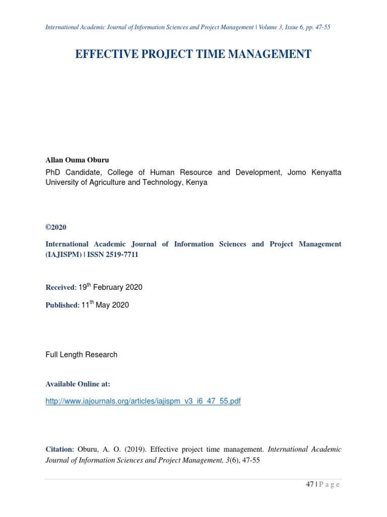 Effective Project Time Management | PDF | Project Management | Time ...
