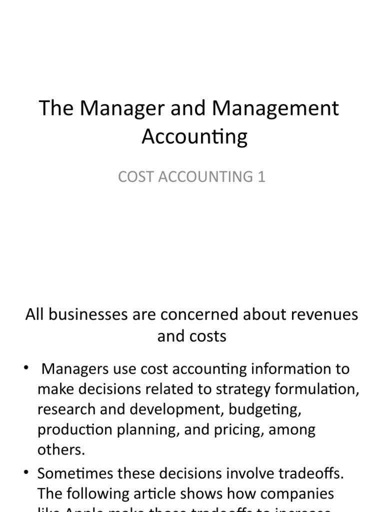 The Manager and Management Accounting | PDF | Strategic Management ...