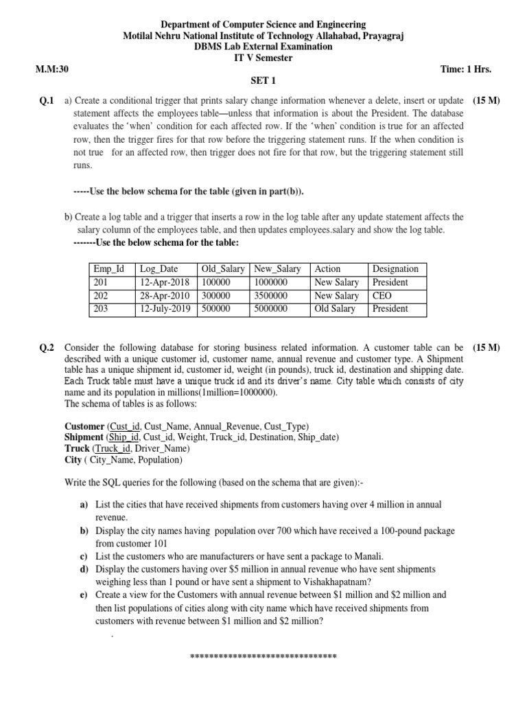 DBMS-Set 1 (1,5,7) | PDF | Table (Database) | Information Technology