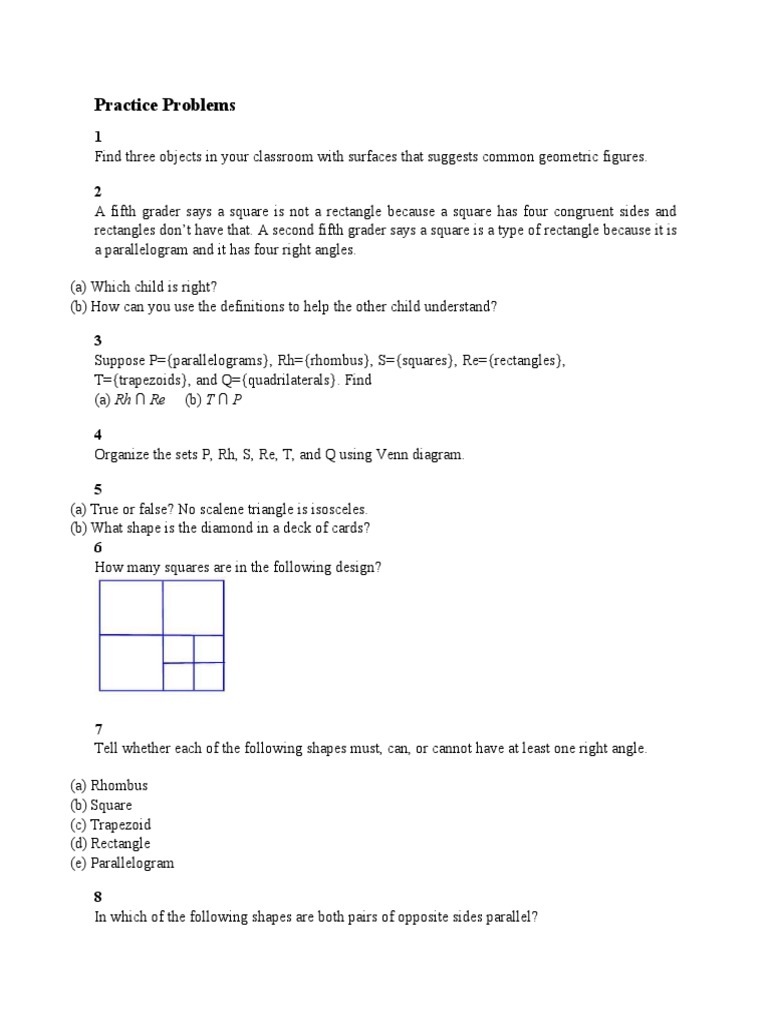 Geometric Designs Practice Problems | PDF | Rectangle | Triangle