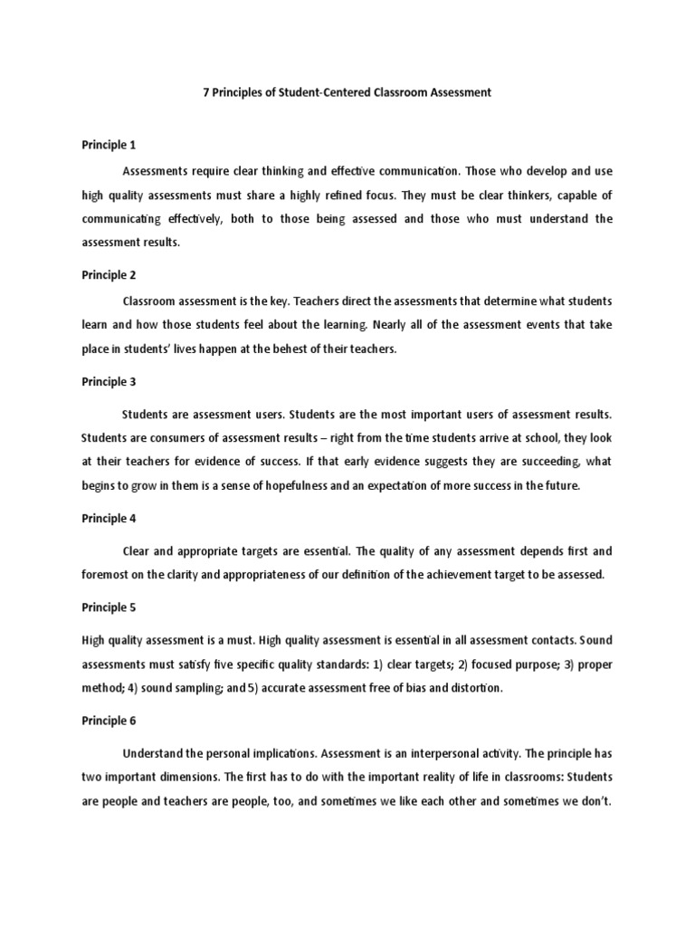 7 Principles of Student | PDF | Educational Assessment | Validity ...