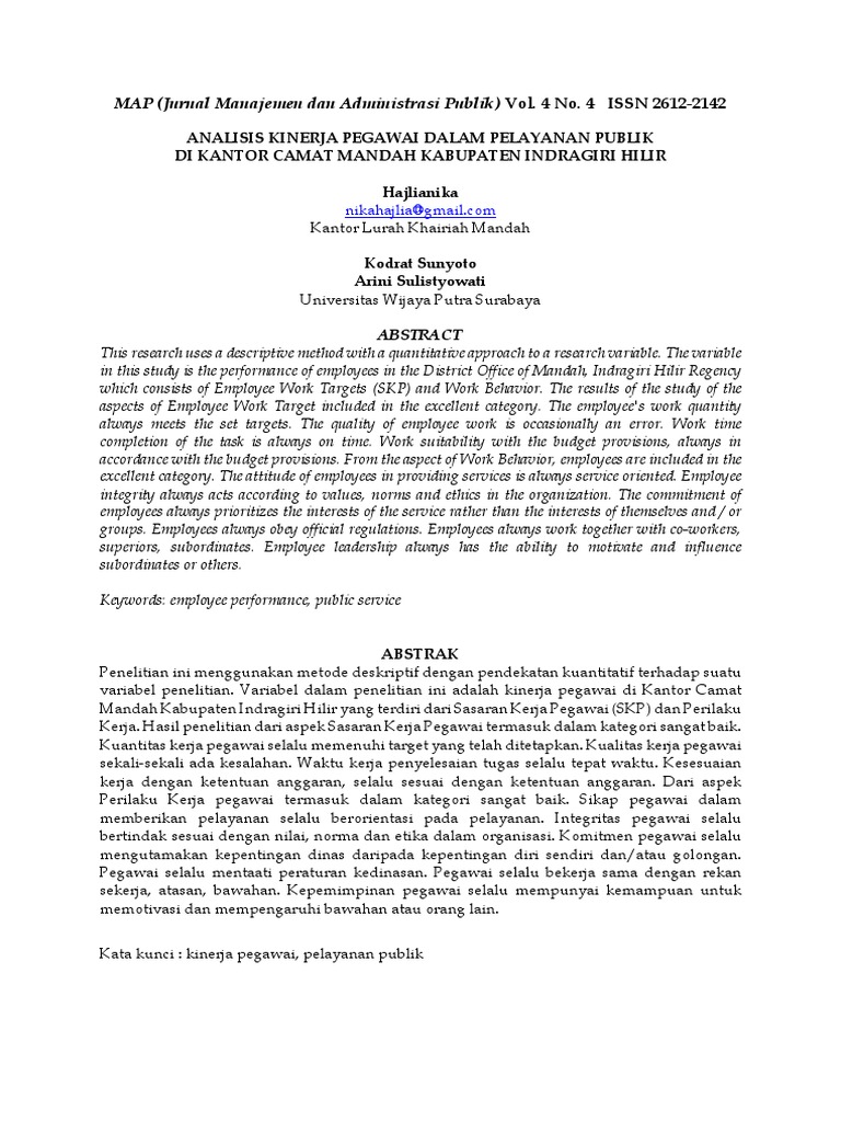 MAP (Jurnal Manajemen Dan Administrasi Publik) Vol. 4 No. 4 ISSN 2612 ...