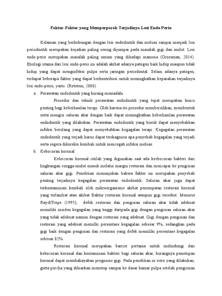Faktor Penyebab Lesi Endo Perio | PDF