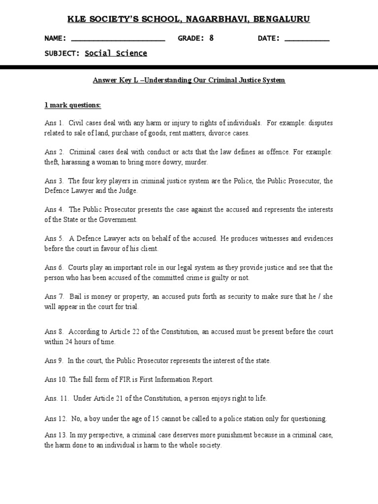 Class 8 Criminal Justice System Guide | PDF | Prosecutor | Arrest