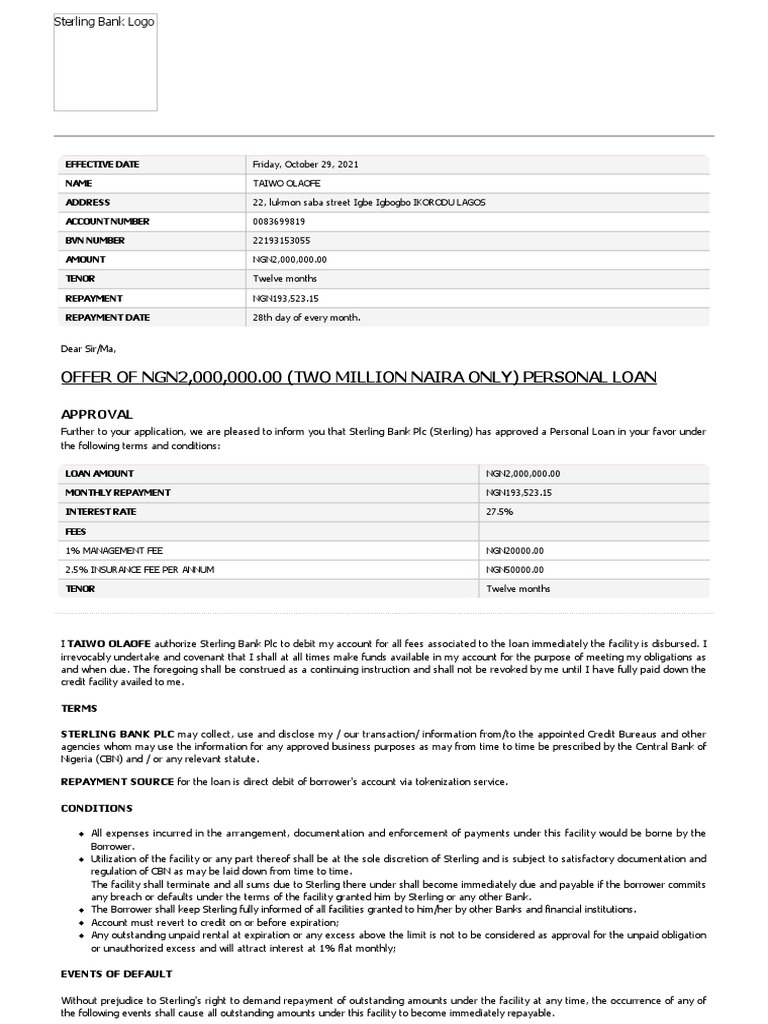 Offer Letter | PDF | Banks | Finance & Money Management