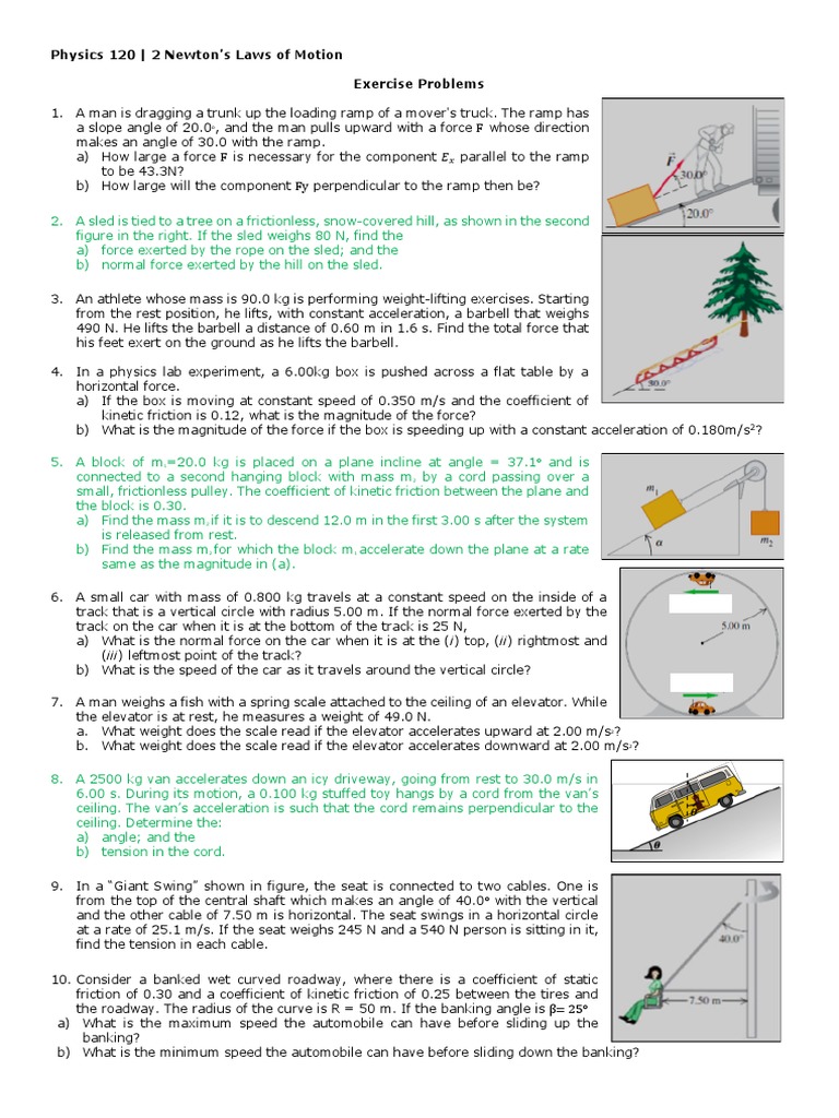 Newton's Laws of Motion Exercises | PDF | Force | Weight