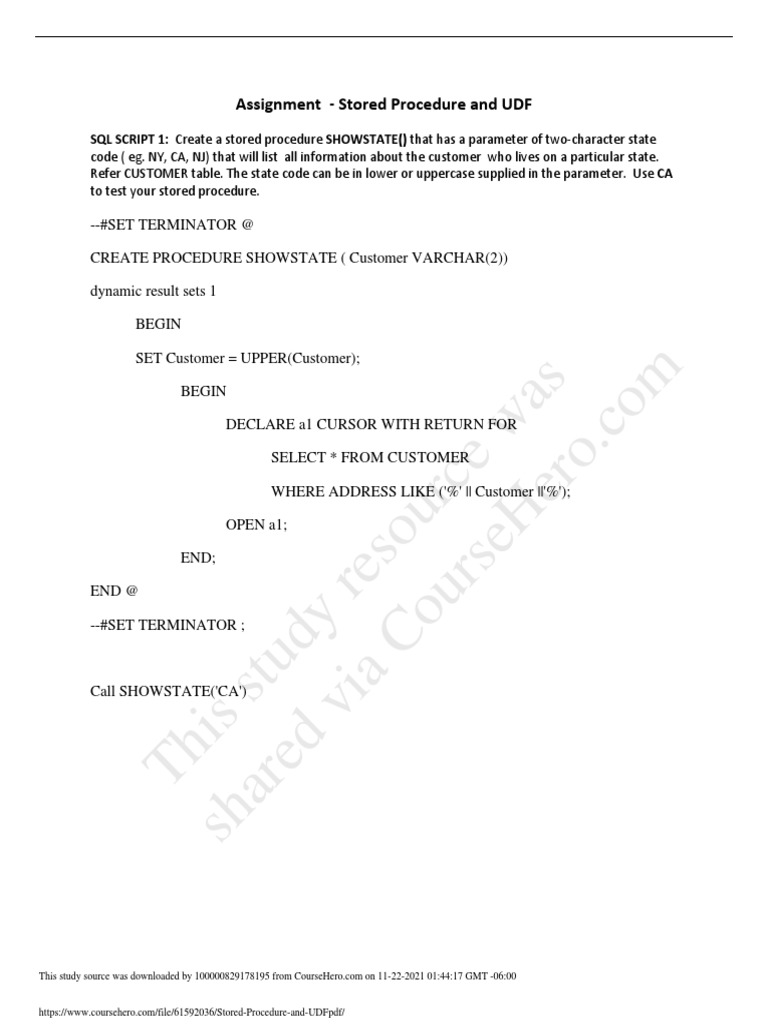 Stored Procedure and UDF PDF | PDF | Parameter (Computer Programming) | Computer Science
