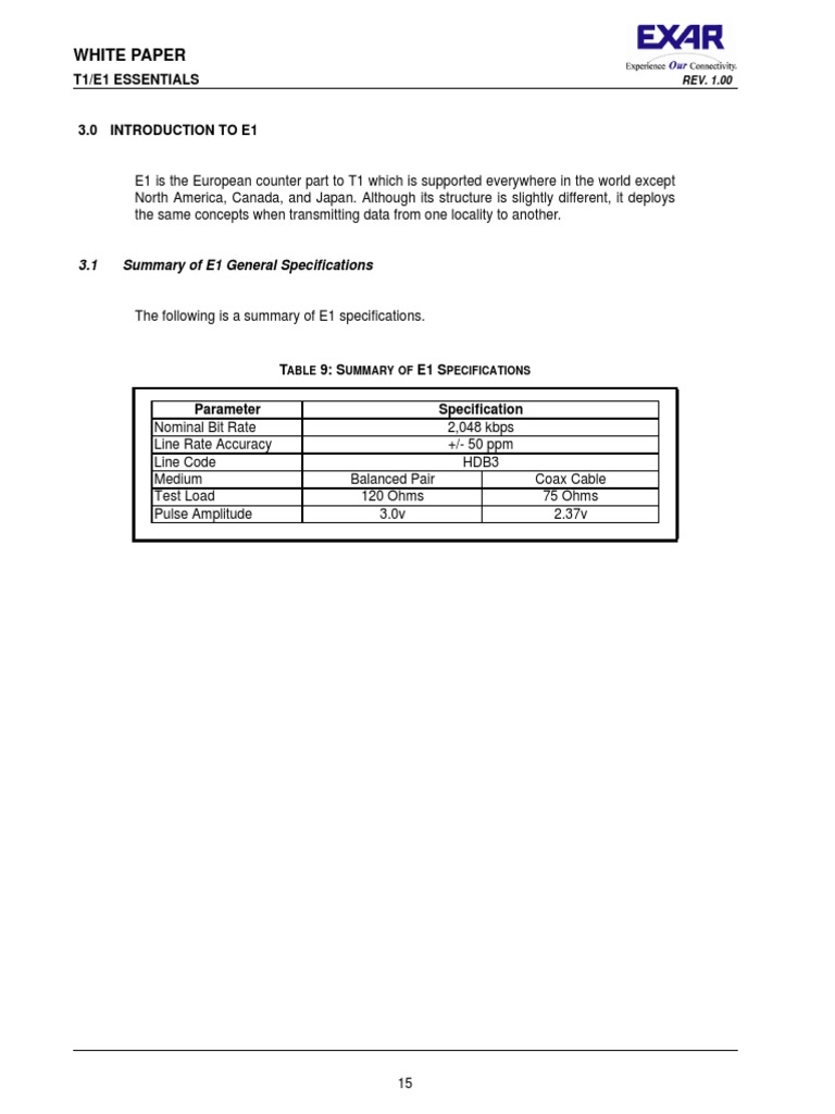 White Paper: T1/E1 Essentials | PDF | Computing | Computer Data