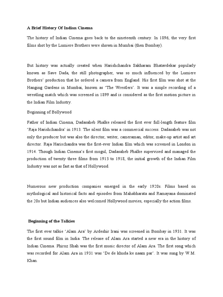 History of Indian Cinema: Key Milestones | PDF | Cinema Of India ...