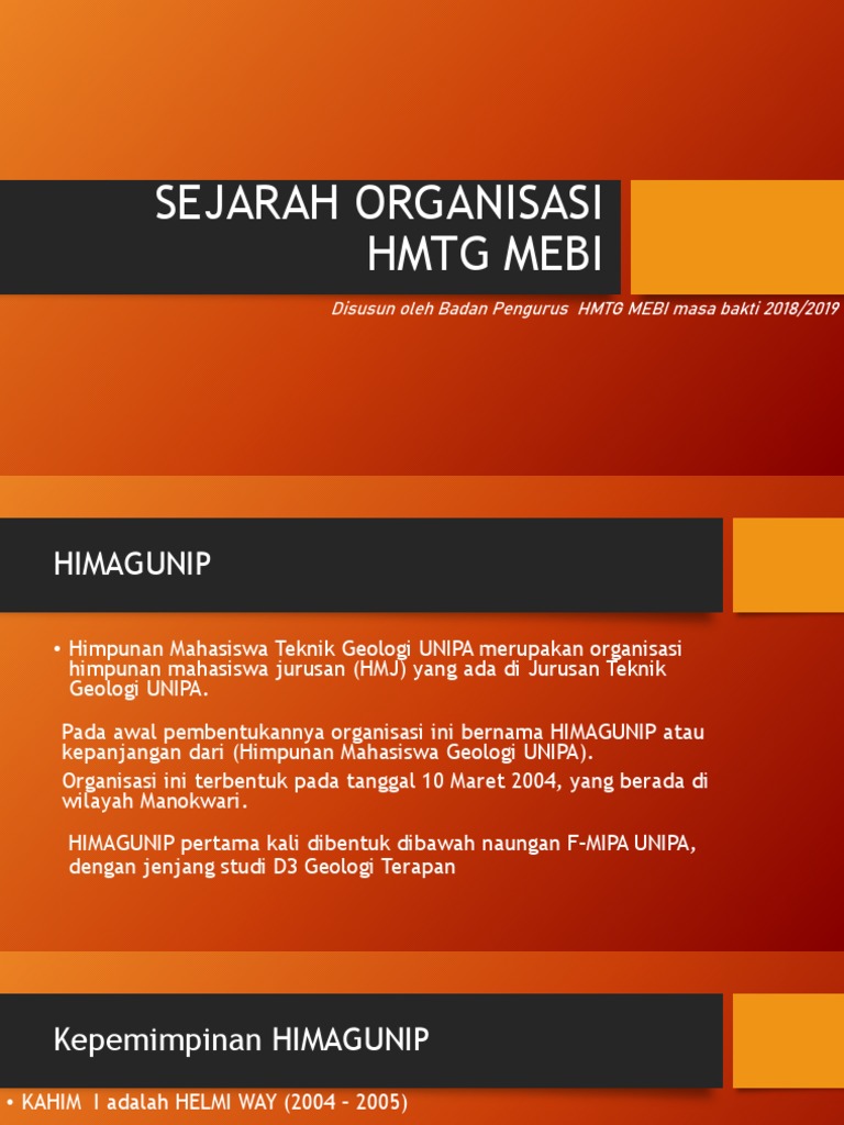 Sejarah Organisasi HMTG Mebi Fix | PDF