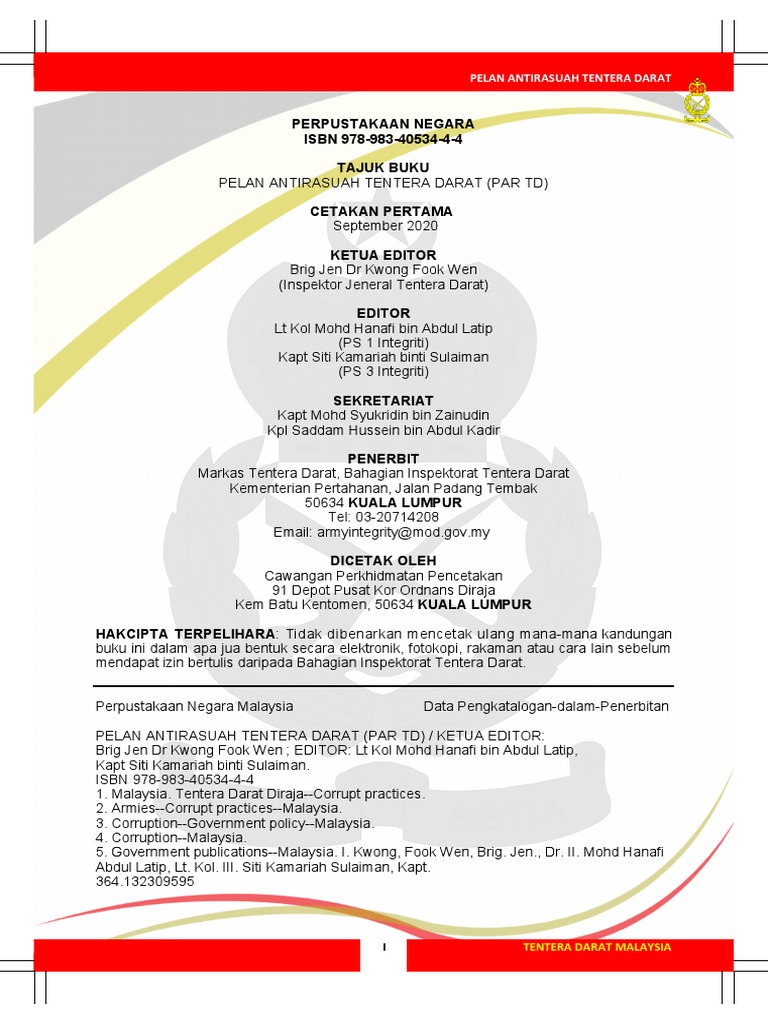 Pelan Anti Rasuah TD Partd | PDF