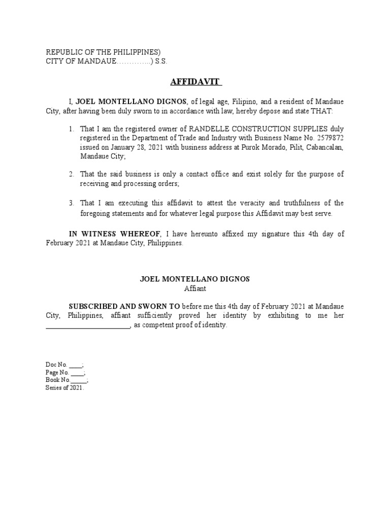 Affidavit No Truck | PDF