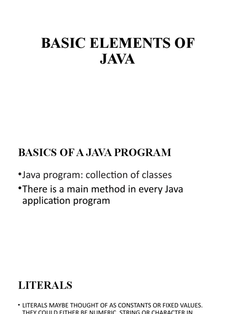 An Introduction To The Basic Elements Of Java Programming Pdf Class Computer Programming