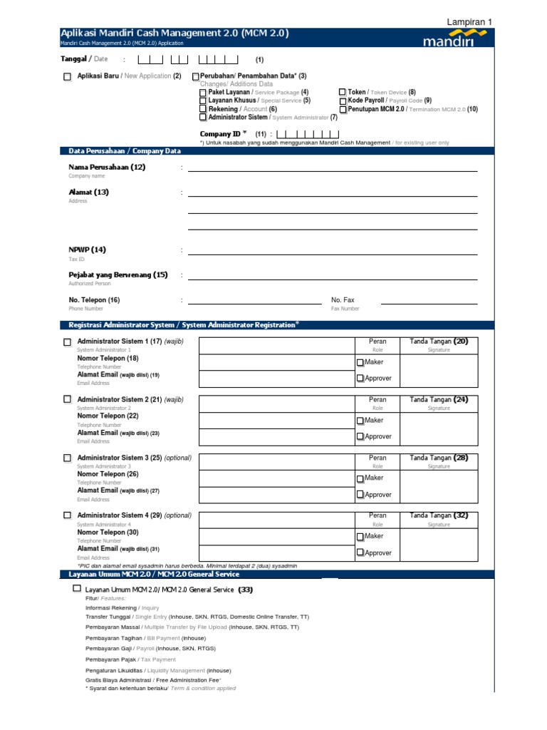 Form Aplikasi MCM 2.0 Rev1 | PDF | Computing