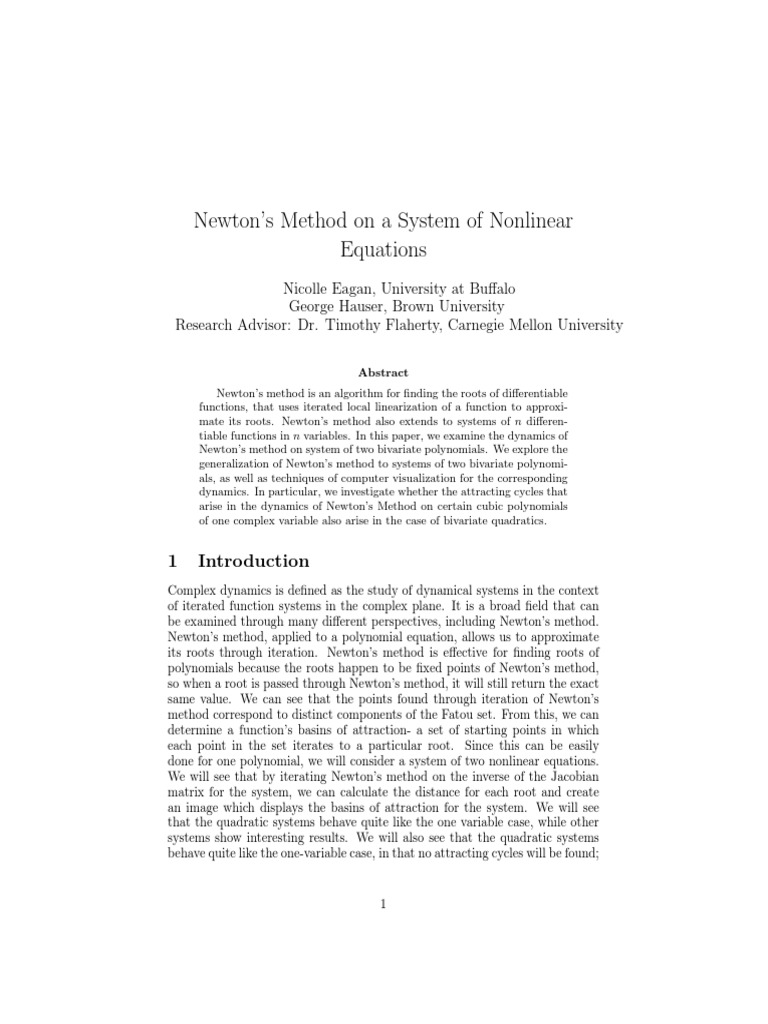 Newton's Method On A System of Nonlinear Equations | PDF | Mathematics ...