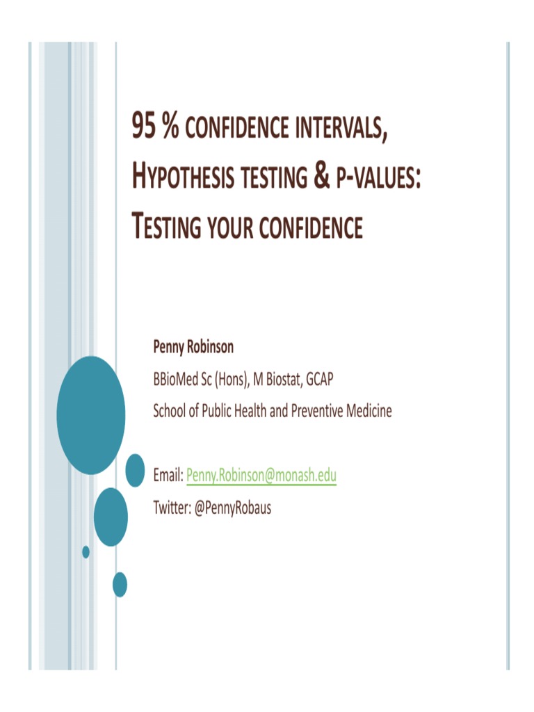 Lecture Week 5 - Confidence Intervals Hypothesis Testing and Pvalues ...