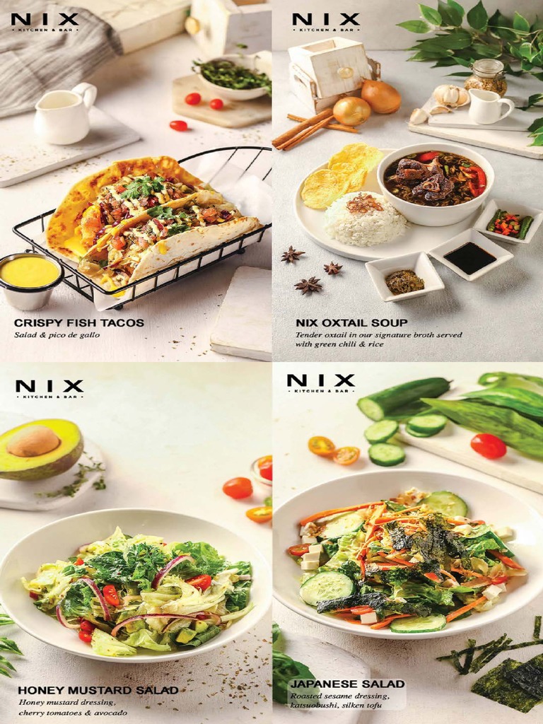 NIX Kitchen & Bar Menu | Download Free PDF | Sauce | Drink