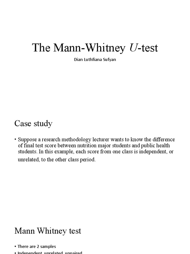 The Mann-Whitney U-Test | PDF | Student's T Test | Mann–Whitney U Test