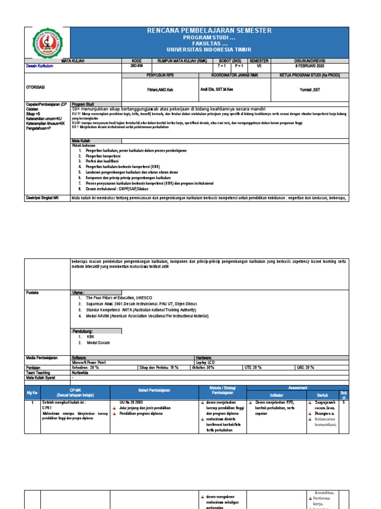 Contoh Matriks RPS | PDF