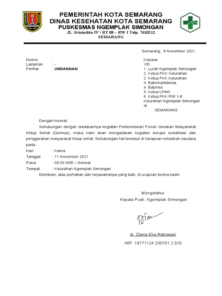 Undangan Sosialisasi Germas | PDF