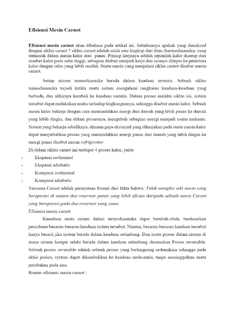Efisiensi Mesin Carnot - PDF Download Gratis | PDF