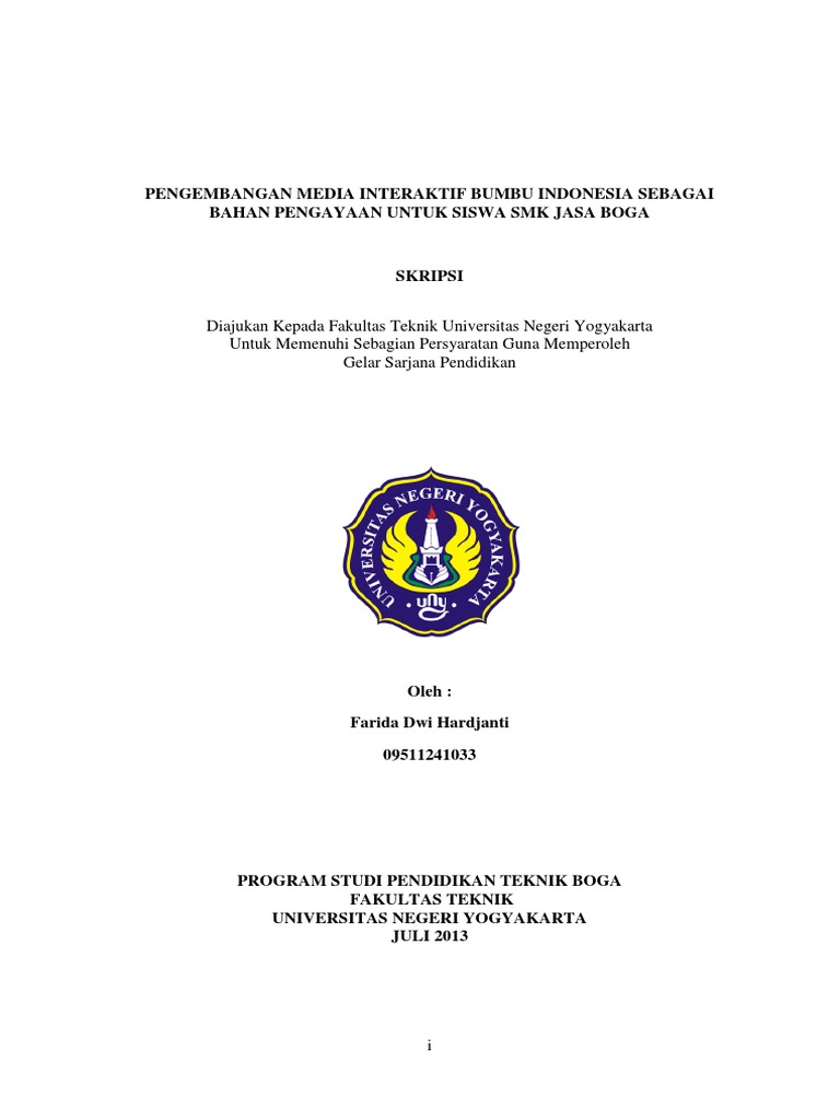 Skripsi Uny - Farida Dwi Hardjanti 09511241033 | PDF