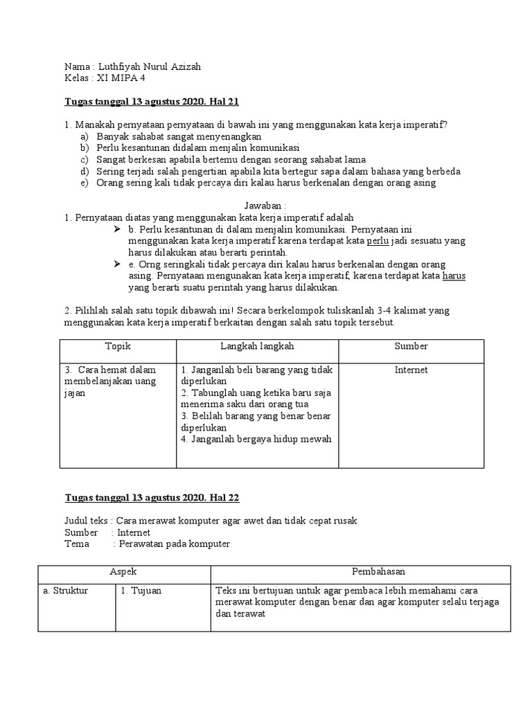 Melengkapi Tugas BHS Indo | PDF