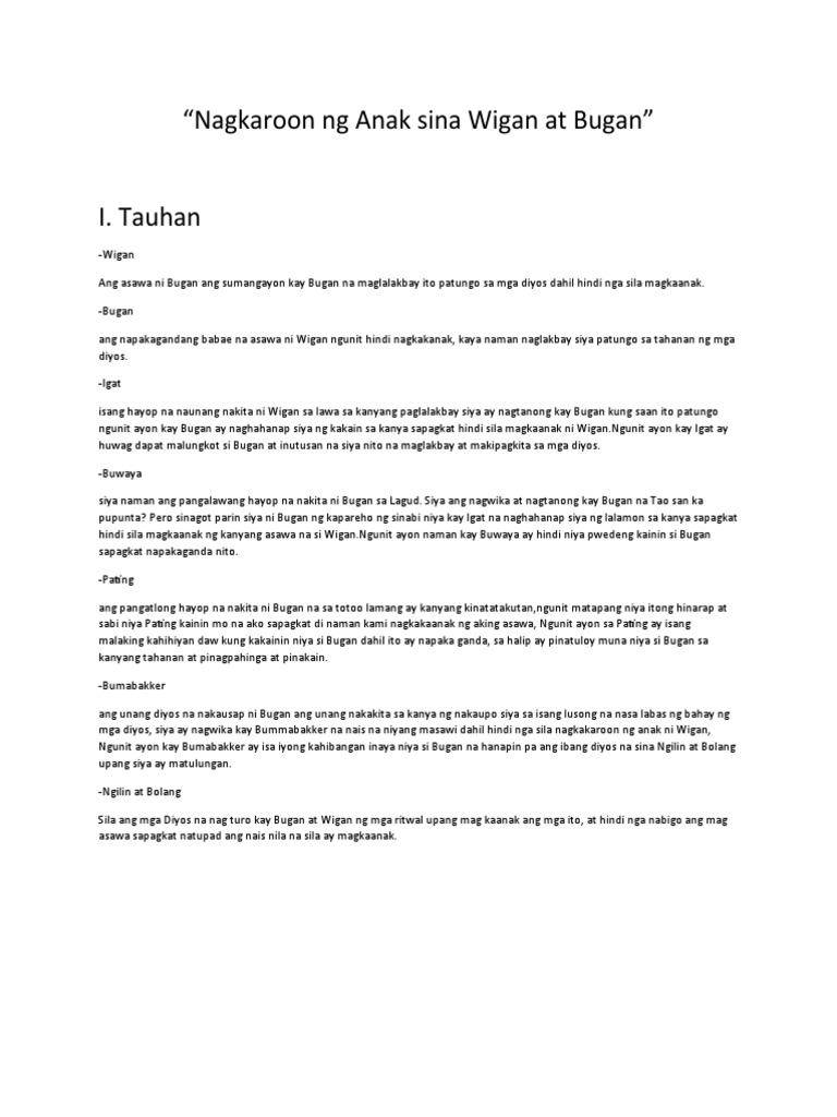 Nagkaroon NG Anak Sina Wigan at Bugan | PDF