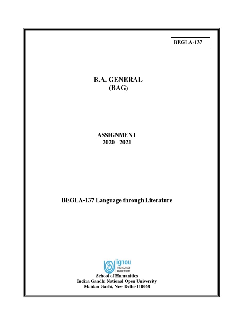 BEGLA 137 2020-2021 Assignment | PDF | Question