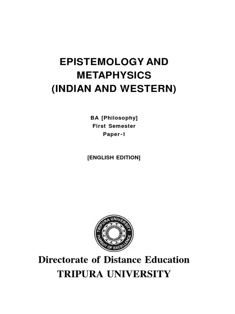 BA-1ST (Philosophy) - Epistemology and Metaphysics (Indian and Western ...