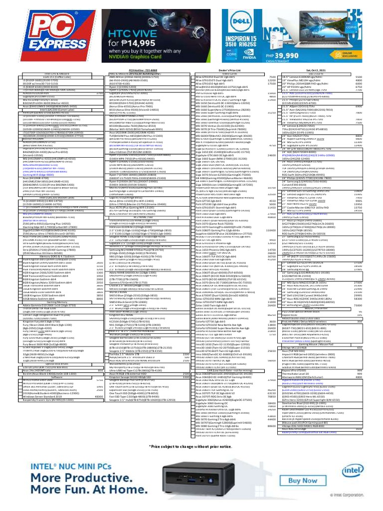 PCX Hotline: 725-8888: Dealer's Price List Sat, Oct 2, 2021 | Download ...