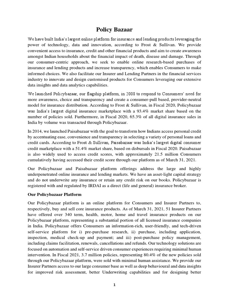 Policybazaar: India’s Digital Insurance Leader | PDF | Insurance | Loans