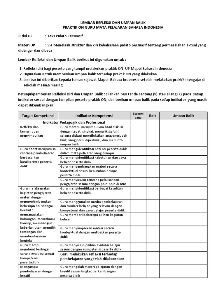 Refleksi Dan Umpan Balik | PDF