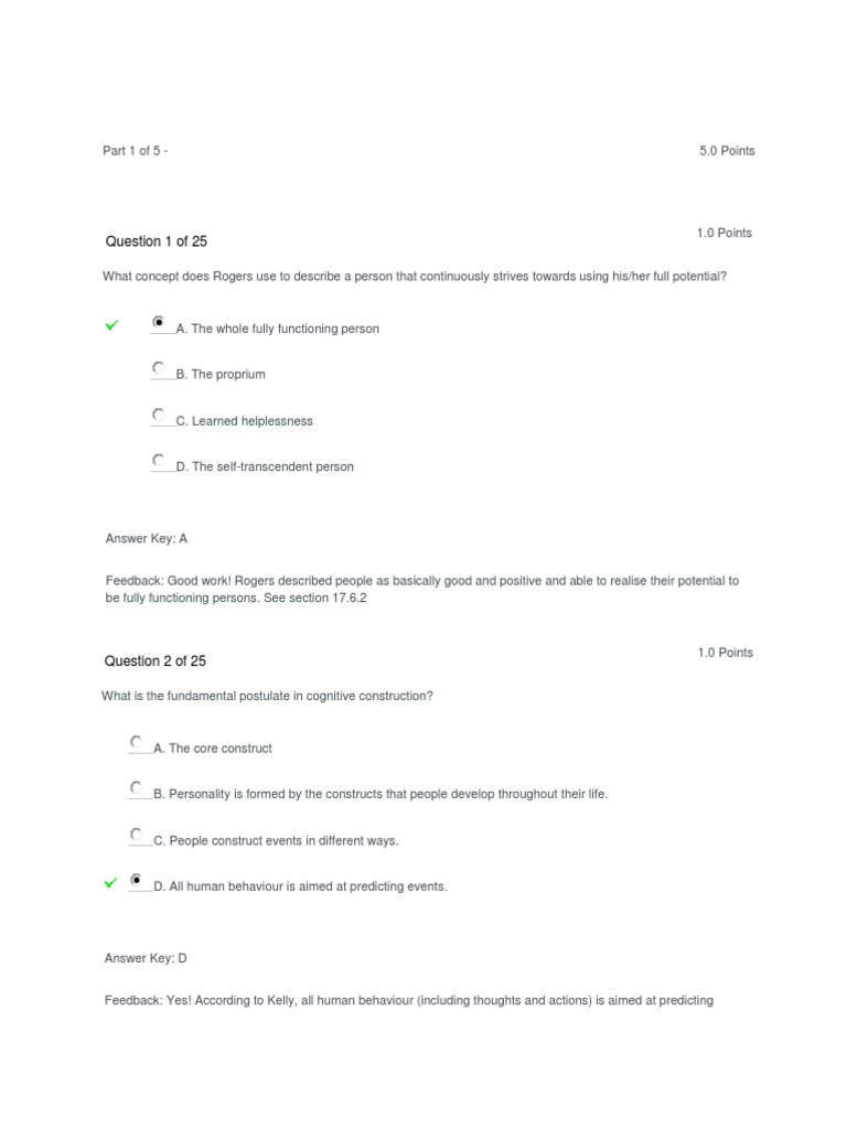 Understanding Human Behavior: An Analysis of Questions from Sections on Rogers, Kelly, and Case ...