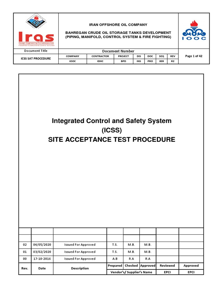 Integrated Control and Safety System (ICSS) Site Acceptance Test ...