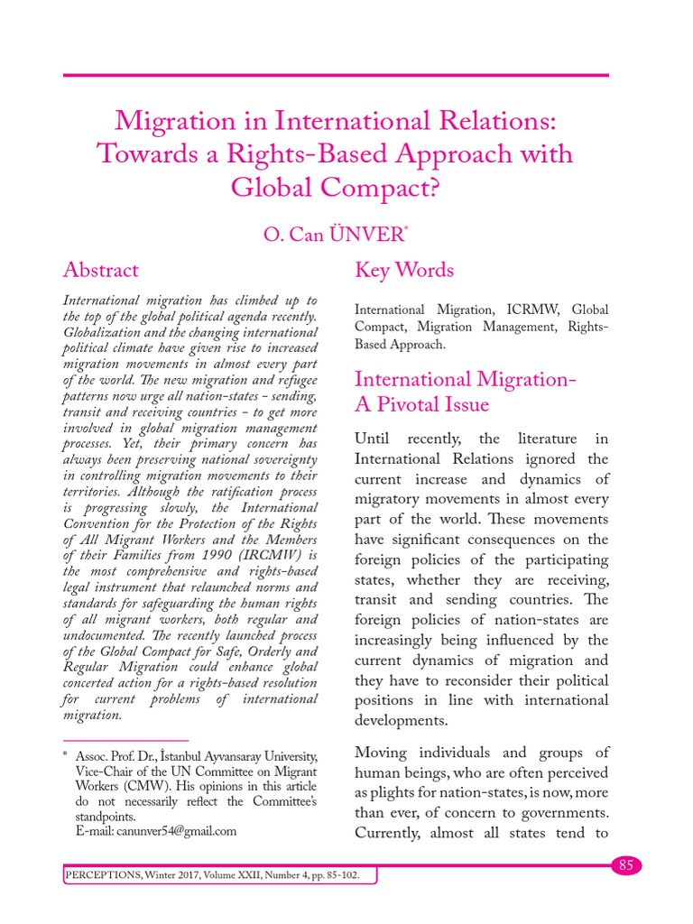 Migration in International Relations: Towards A Rights-Based Approach ...