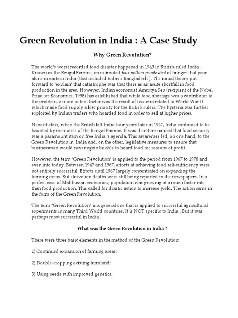 Green Revolution in India: A Case Study | Download Free PDF | Green ...