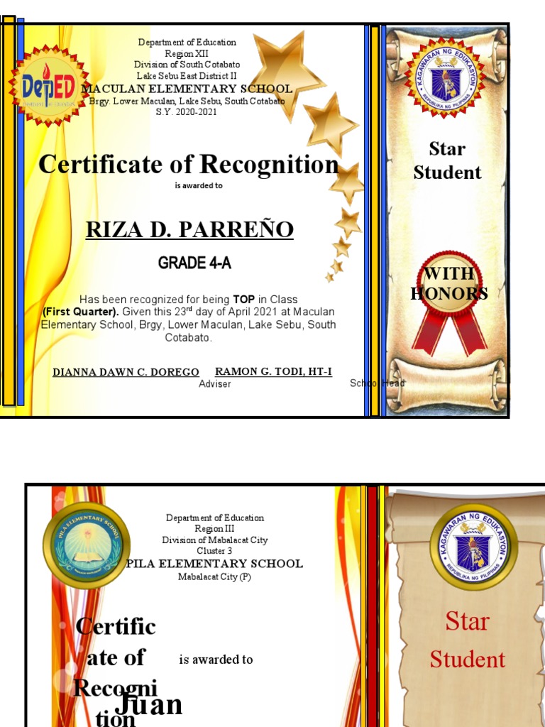 Award Certificates EDITABLE GRADE 1 | PDF