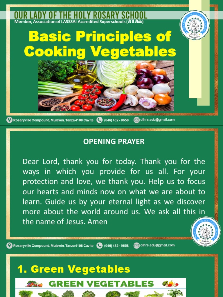 Basic Principles of Cooking Vegetables | PDF | Cooking | Vegetables