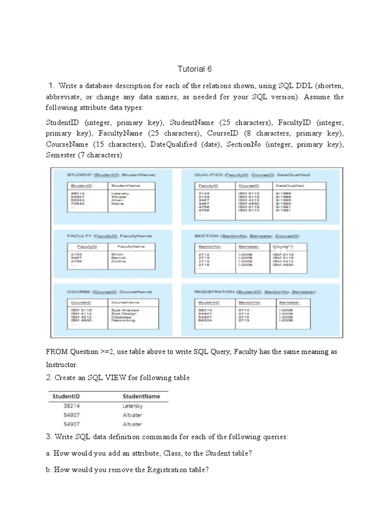 Tut 6 Questions | PDF | Relational Database | Sql