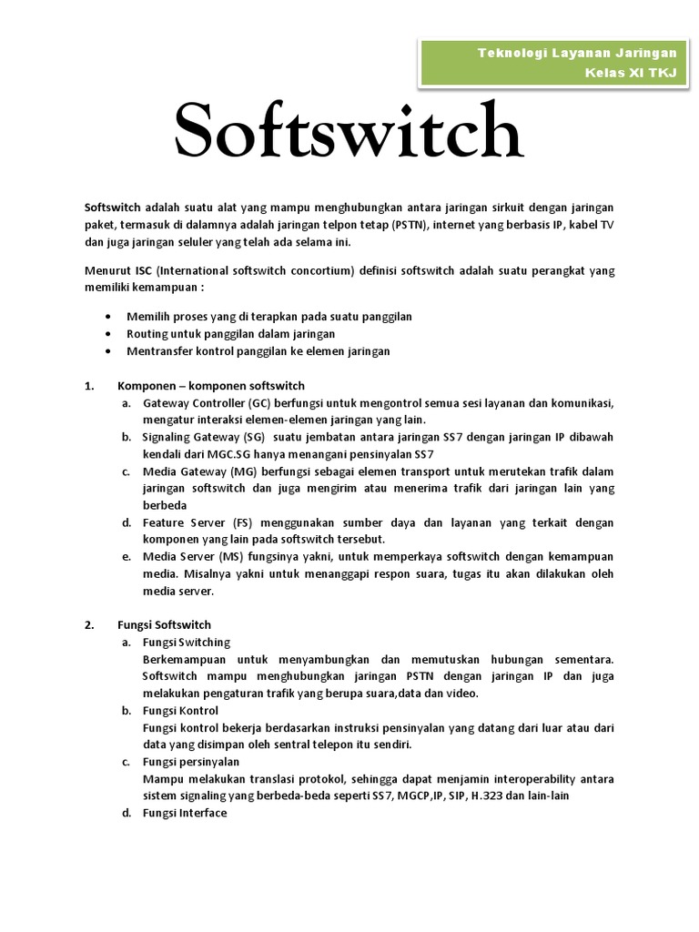 TLJ - Pertemuan 3 Softswitch | PDF