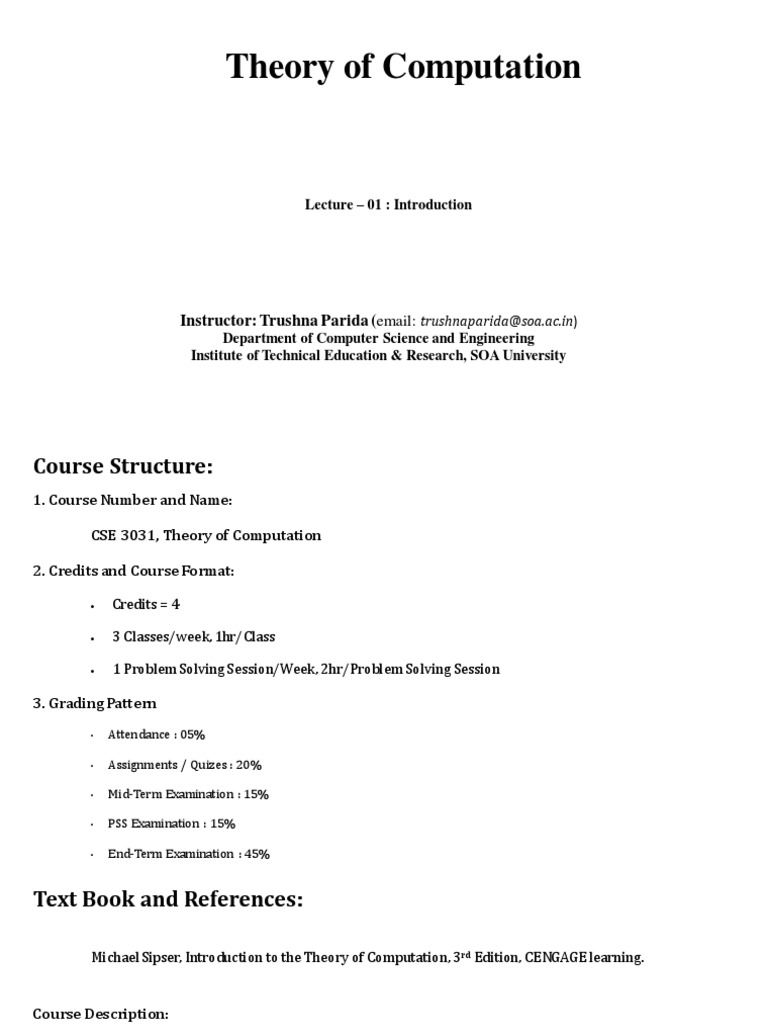 1 Toc Lecture1 Pdf Theory Of Computation Computational Complexity Theory
