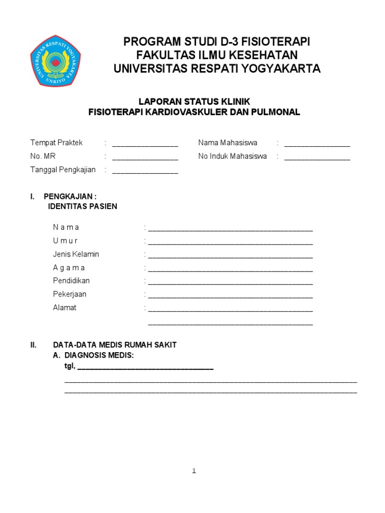 Status Klinis FT KARDIO | PDF