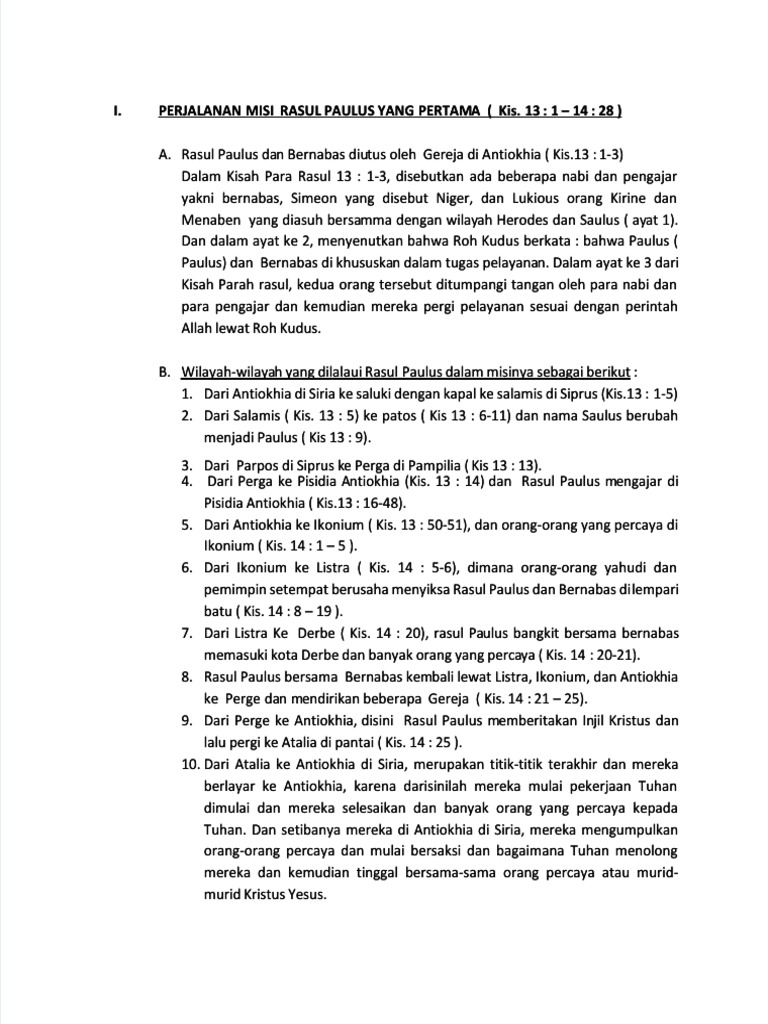 Perjalanan Rasul Paulus Yang Pertama Kedua Dan Ketiga Dalam Misinya | PDF