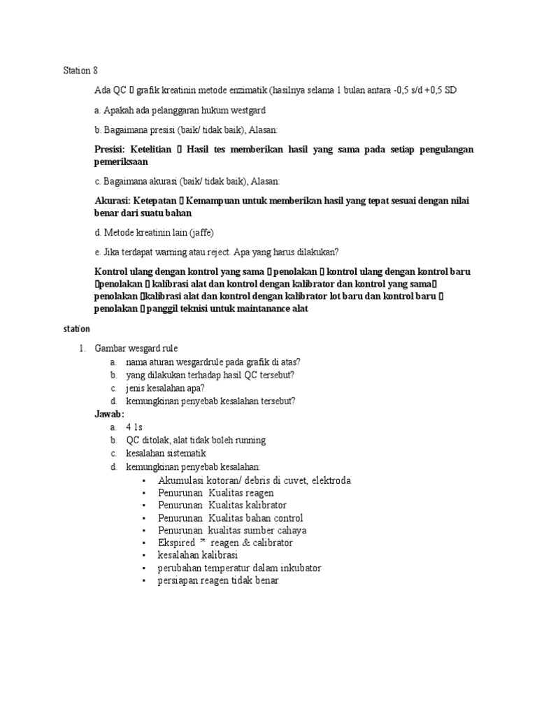 Analisis QC Kreatinin dan Westgard Rule | PDF