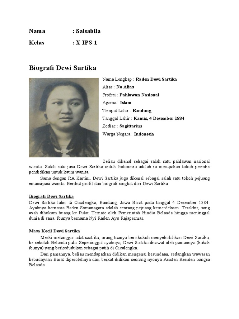 Biografi Dewi Sartika | PDF